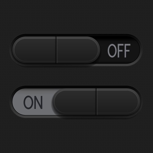 Toggle switch interface buttons gray elements Vector Image