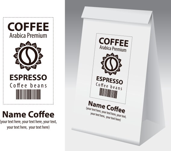 Coffee package with text and branch Royalty Free Vector