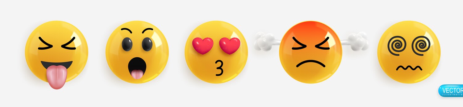 Realistic emotions of joy collection yellow – Royalty-Free Vector ...