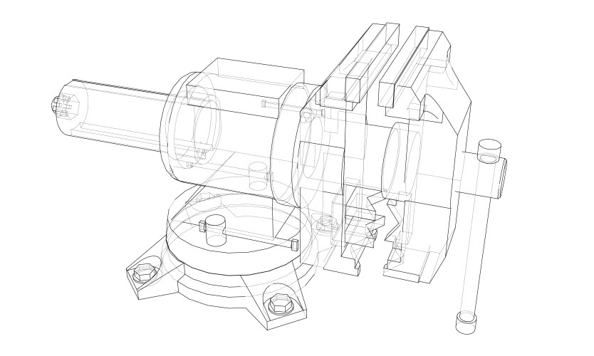 Outline vise wire-frame style Royalty Free Vector Image