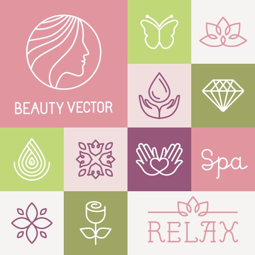 Beauty and spa line logos Royalty Free Vector Image