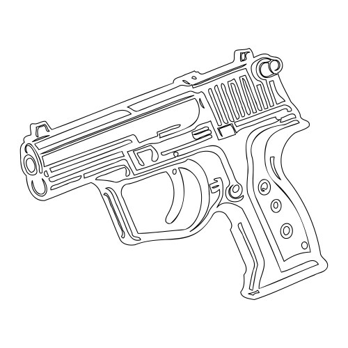 Gun galaxy outline sketch Royalty Free Vector Image