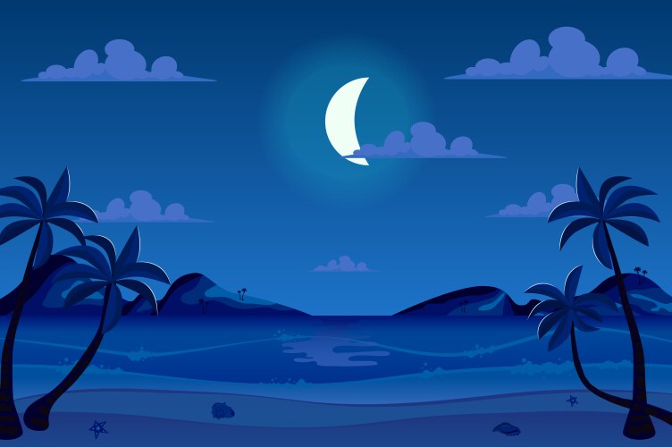 Beautiful night sea beach Royalty Free Vector Image