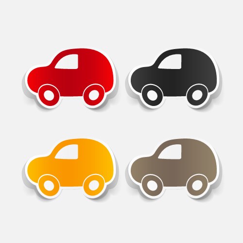 Paper clipped sticker symbol car Royalty Free Vector Image
