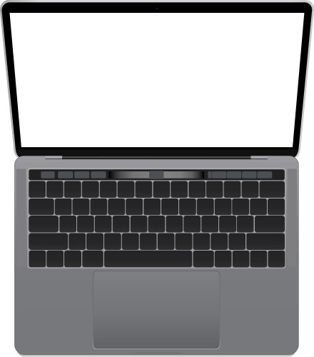 White laptop computer keyboard with black keys Vector Image