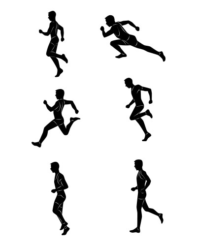 Running lion silhouettes Royalty Free Vector Image