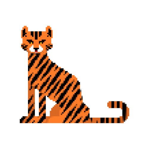 Tiger pixel art big wild striped cat pixelated 8 Vector Image