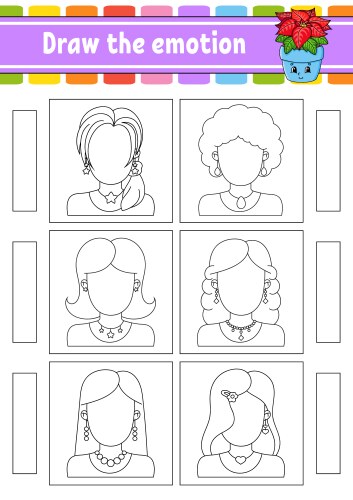 Draw the emotion worksheet complete face Vector Image