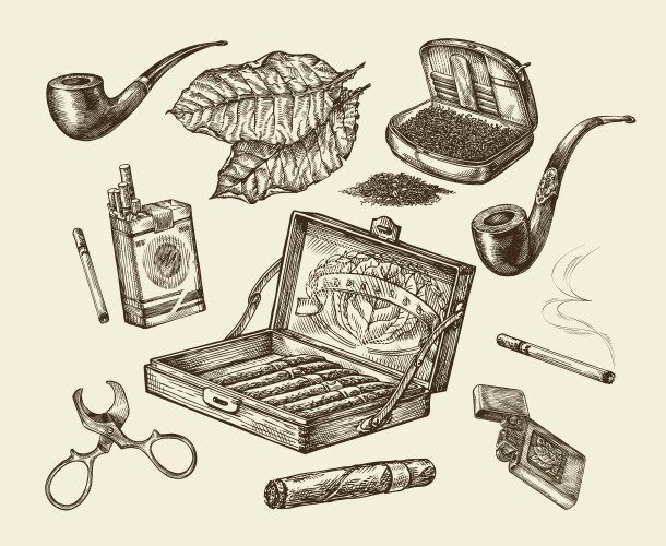 Sketch posters with tobacco and smoking collection