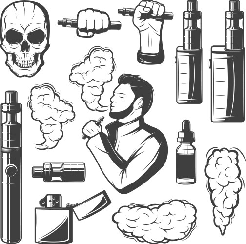Sketch vape smoking isolated Royalty Free Vector Image