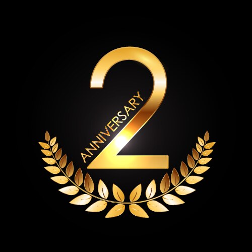 Golden laurel wreath 2 years Royalty Free Vector Image