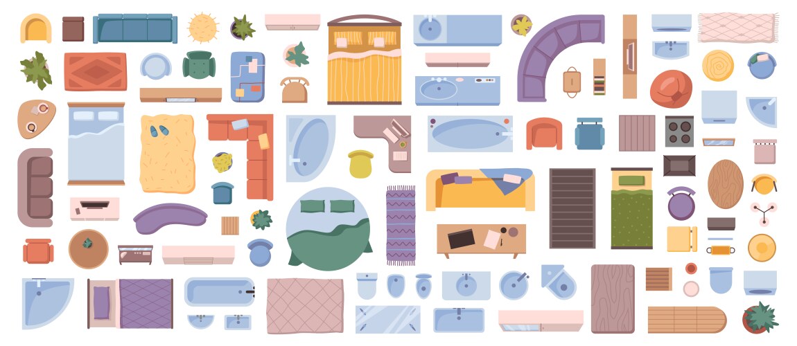 Flat design home interior side view Royalty Free Vector