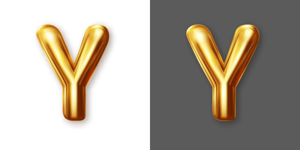 Metallic gold alphabet letter symbol - y Vector Image