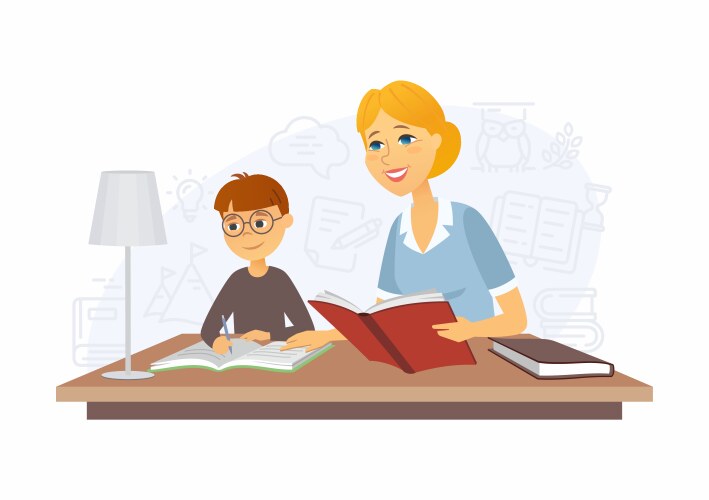 Cartoon Teacher Helping Student Vector Images (over 470)