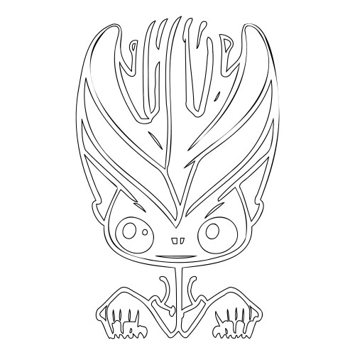 Monster alien outline sketch Royalty Free Vector Image