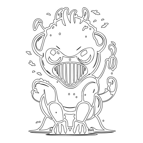 Monster alien outline sketch Royalty Free Vector Image