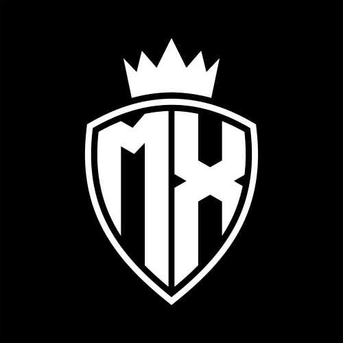 Mx letter logo with sharp triangle shield shape Vector Image