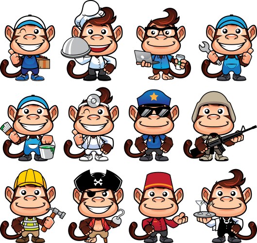 Monkey sports set Royalty Free Vector Image - VectorStock