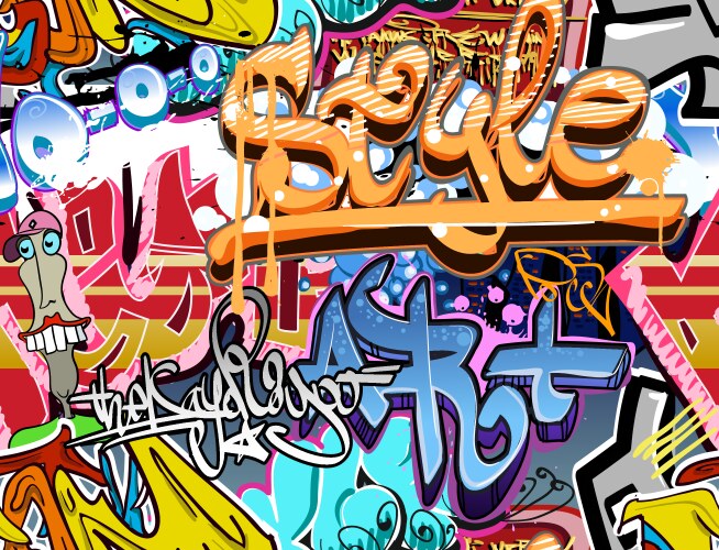 Graffiti wall urban background seamless Royalty Free Vector