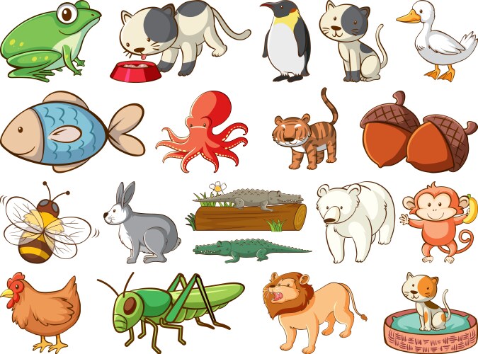 Cute animals set Royalty Free Vector Image - VectorStock