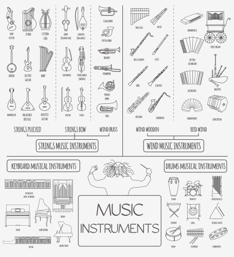Musical instruments logos and badges graphic Vector Image