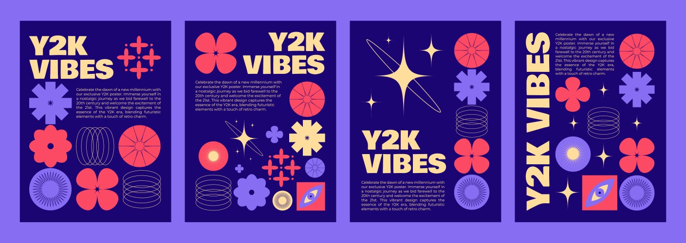 Y2k aesthetic poster or cover design Royalty Free Vector