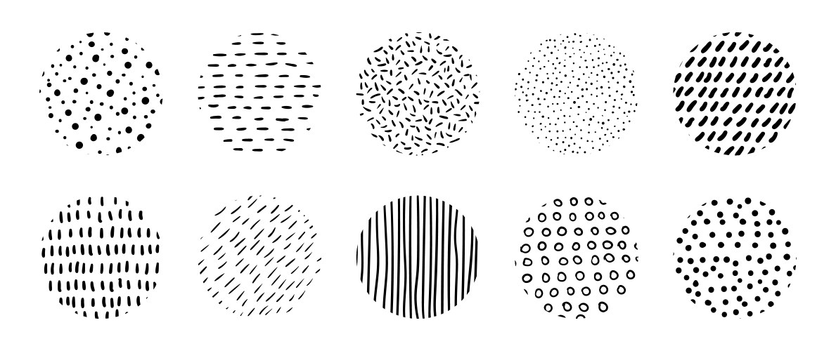 Abstract black doodle textures trendy monochrome Vector Image