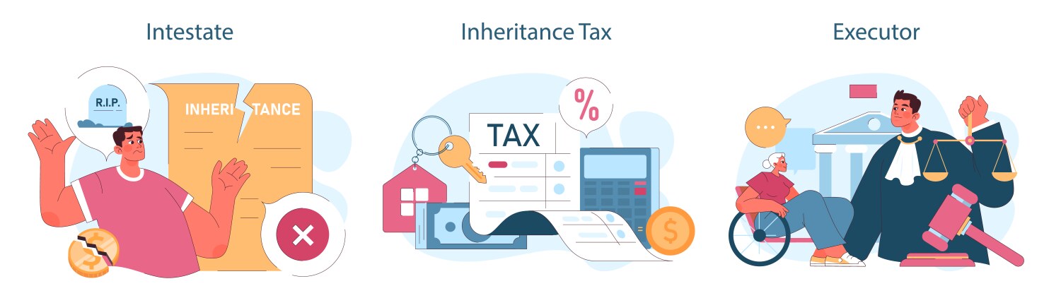 Inheritance set estate planning tax Royalty Free Vector
