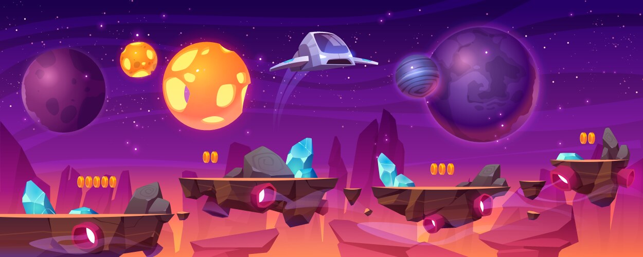 Fantasy alien planets for ui space game Royalty Free Vector