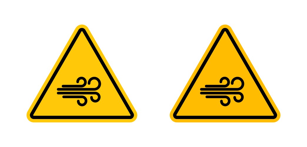 Wind warning sign icon set alert for strong Vector Image