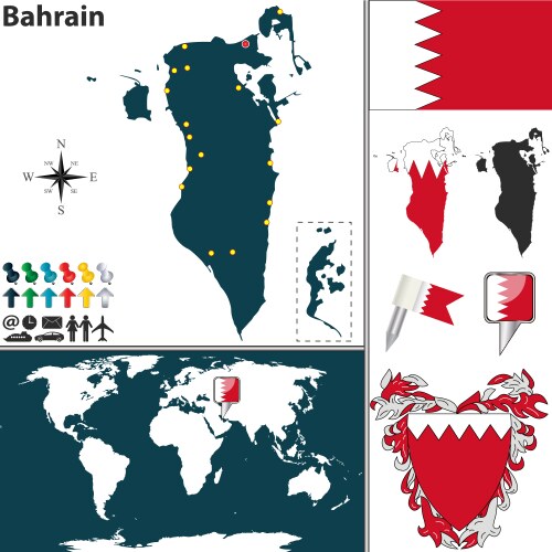Travel to bahrain manama set cultural symbols Vector Image