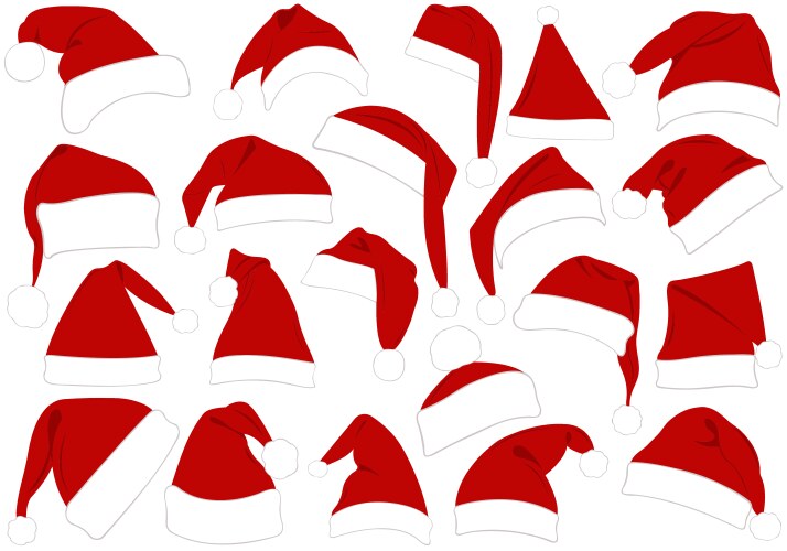 Santa hats doodles Royalty Free Vector Image - VectorStock