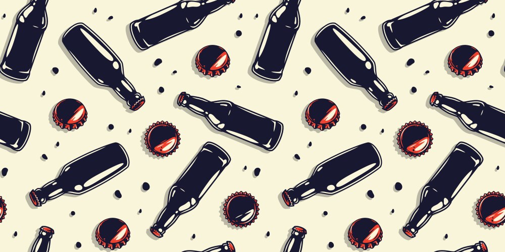 Pattern wallpaper with metal cork beer bottle Vector Image