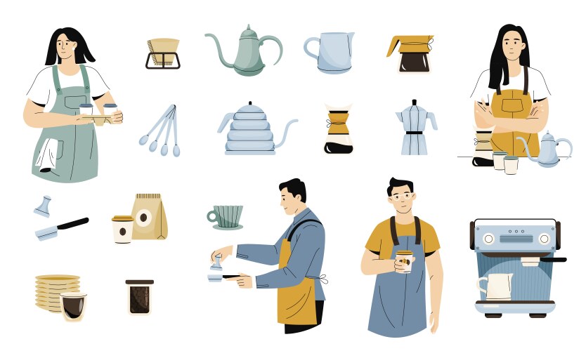 Barista at work Royalty Free Vector Image - VectorStock