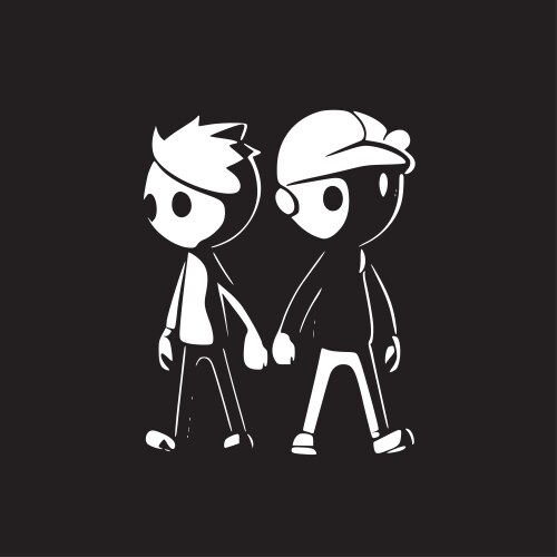 Friends - black and white Royalty Free Vector Image