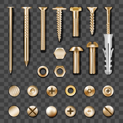 Realistic attached fasteners set Royalty Free Vector Image