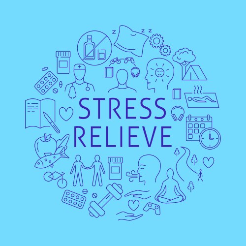 Round banner with stress symptoms and causes Vector Image