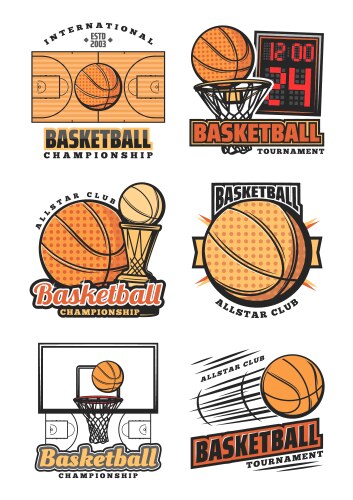 Set of basketball logos Royalty Free Vector Image