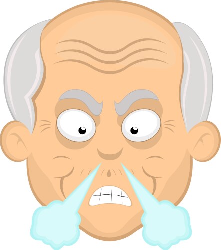Face old man grandfather blowing air Royalty Free Vector