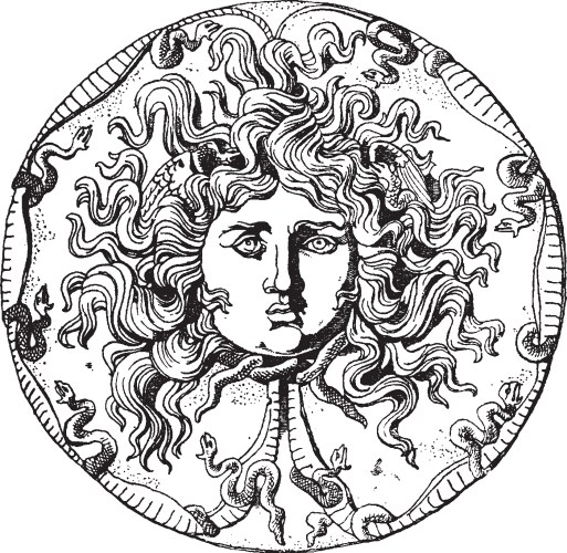 Medusa greek myth creature coloring Royalty Free Vector