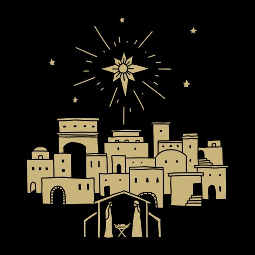 Doodle star over bethlehem Royalty Free Vector Image