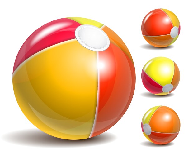 Realistic beach balls set isolated Royalty Free Vector Image
