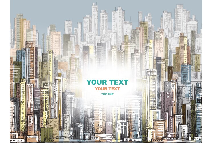 City background hand drawn Royalty Free Vector Image