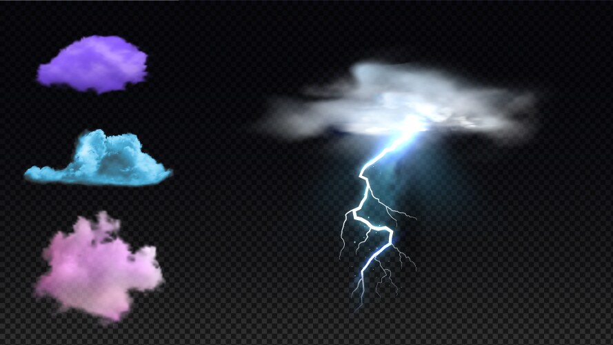 Green Cloud With Lightning Strikes Thundercloud Vector Image