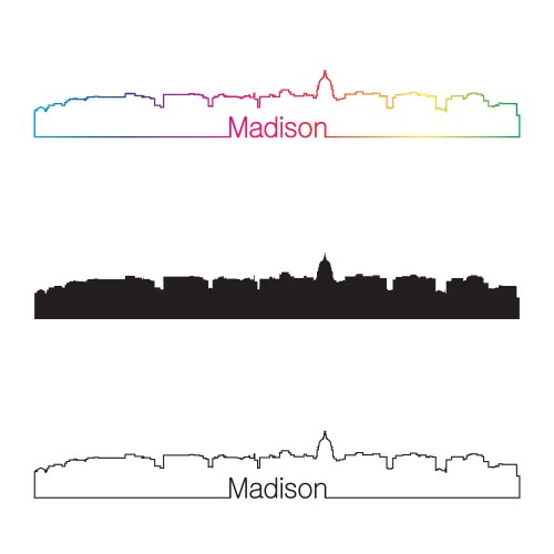 Madison wisconsin skyline detailed city silhouette