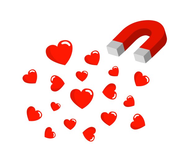 Magnetic force with many screw on white background