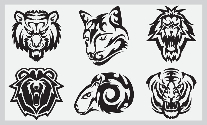Tribal animals set in australian aboriginal style Vector Image