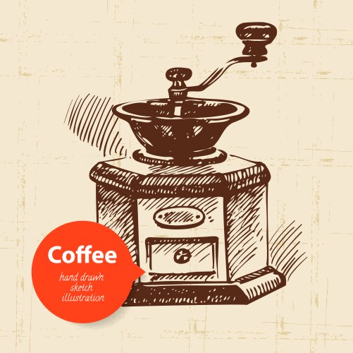 Hand drawn of coffee mill Royalty Free Vector Image