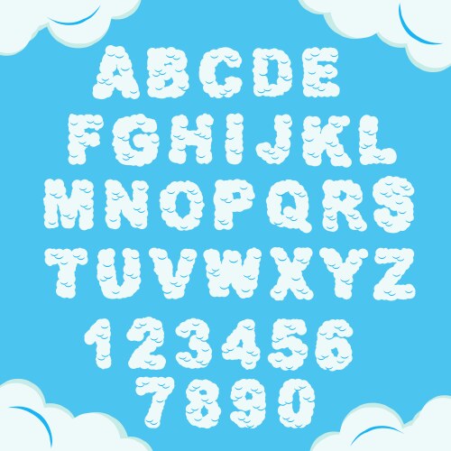 Cloud english alphabet font Royalty Free Vector Image