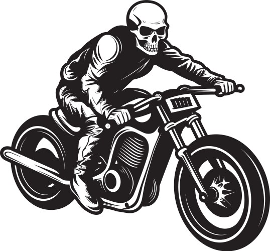 Death ride skeleton riding motorcycle black logo Vector Image